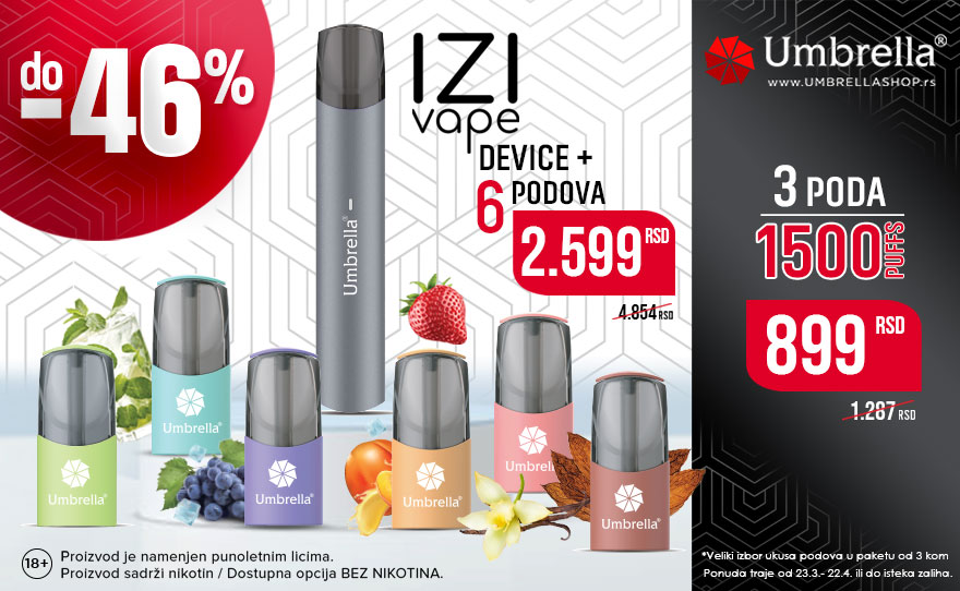 -46% u Umbrella shopu za IZI VAPE model | BIG FASHION Beograd