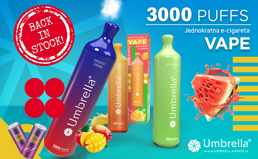 Najpopularniji model PONOVO NA STANJU - Umbrella 3000 PUFFS! | BIG Novi Sad